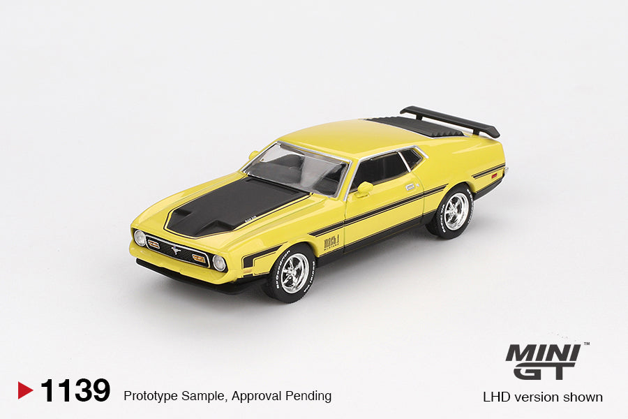 Mini GT - Ford Mustang Mach 1 1971 Grabber Yellow 1971 - Scale 1-64 MG ...