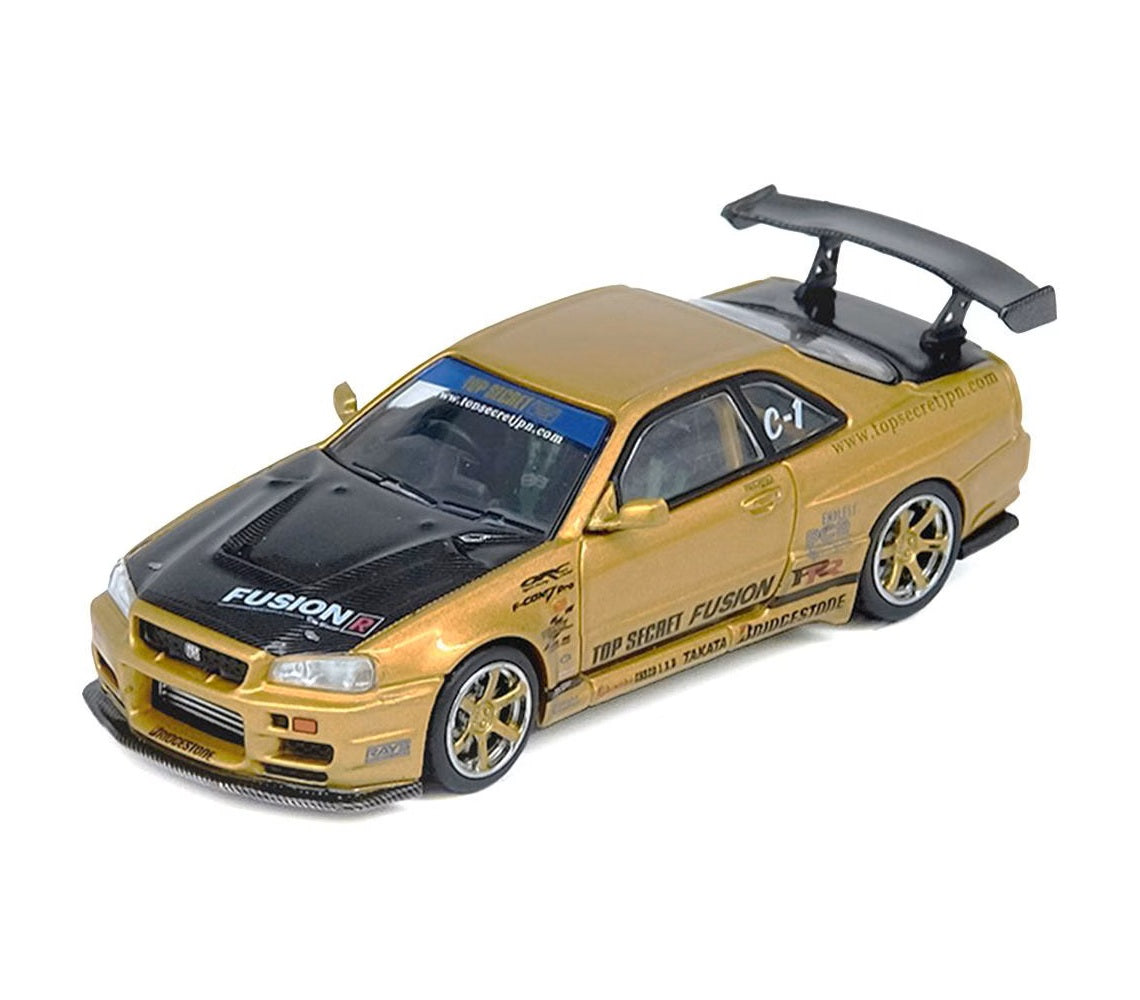 INNO64 - Top Secret Nissan Skyline GT-R (R34) Gold - Scale 1/64 IN64-R ...